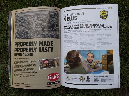 Ginsters Advert Matchday Programme Editorial Stock Photo - Stock Image ...
