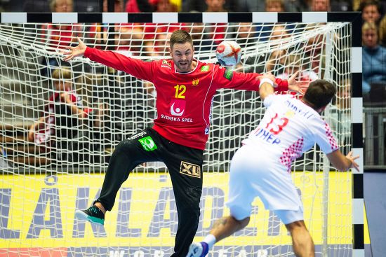 Swedens Goalkeeper Andreas Palicka L Action Editorial Stock Photo ...