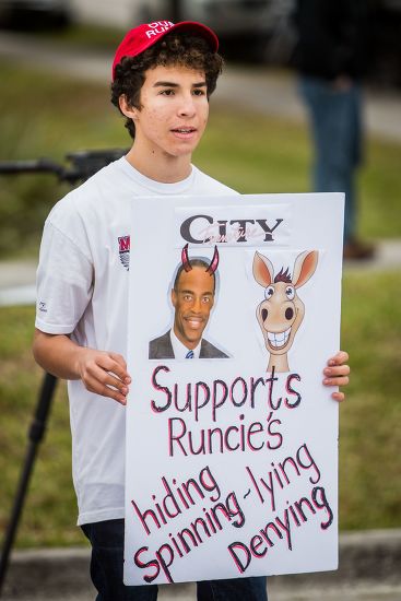Christian Rowell 16 Holds Sign Advocating Editorial Stock Photo - Stock ...