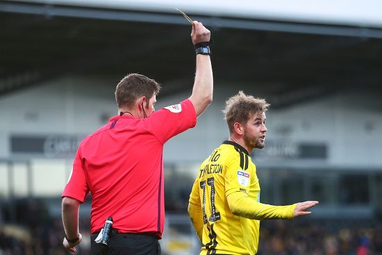 Referee Brett Huxtable Yellow Cards Burton Editorial Stock Photo ...
