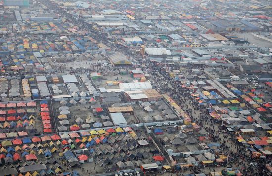 Aerial View Makeshift Settlement Hindu Devotees Editorial Stock Photo ...