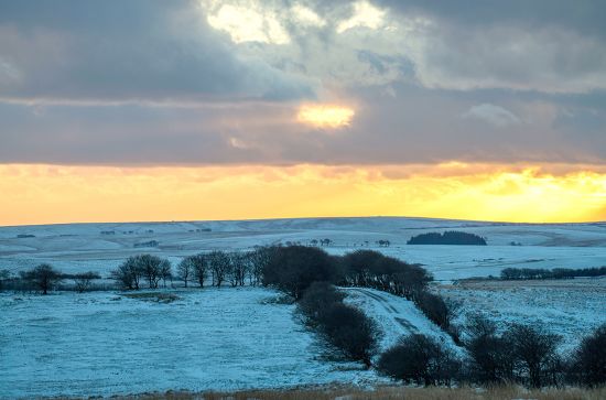 Sunset Snow Dunkery On Exmoor National Editorial Stock Photo - Stock ...