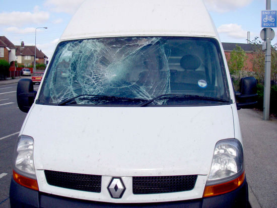 Smashed Windscreen On Van Hit By Editorial Stock Photo - Stock Image ...