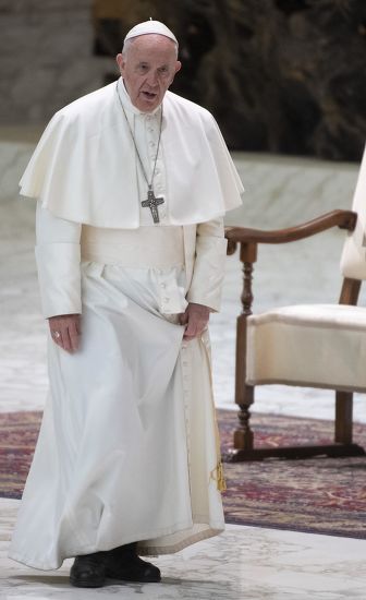 Pope Francis Walks During His Weekly Editorial Stock Photo - Stock ...