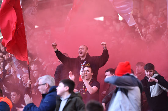 Middlesbrough Fans Welcome Team Flares Flags Editorial Stock Photo ...