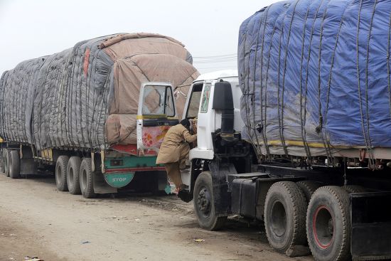 Trucks Carrying Pakistani Cement India Waiting Editorial Stock Photo ...