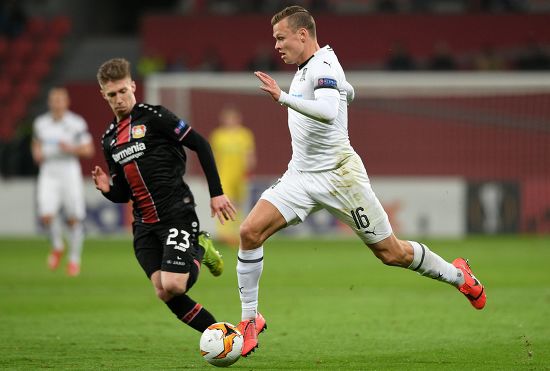 Leverkusens Mitchell Weiser Action Krasnodars Mauricio Editorial Stock ...