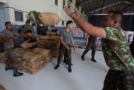 Brazilian Soldiers Organize Shipment Humanitarian Aid Editorial Stock ...