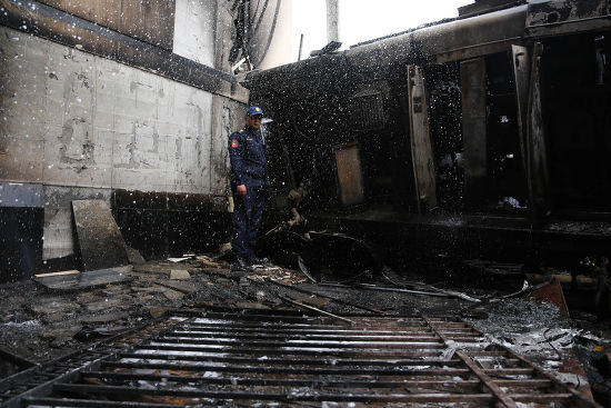 Rescuers Work Scene Fire Train Station Editorial Stock Photo - Stock ...