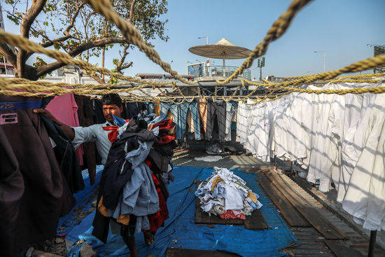 Indian Dhobi Washerman Arranges Dried Washed Editorial Stock Photo ...