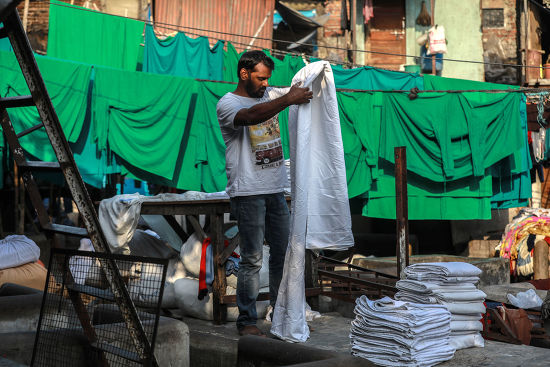 Indian Dhobi Washerman Arranges Dried Washed Editorial Stock Photo ...