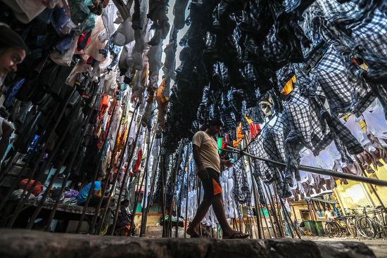 Indian Dhobi Washerman Walks Among Clothes Editorial Stock Photo ...