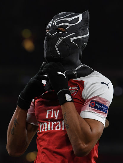 Arsenals Pierreemerick Aubameyang Wears Mask He Editorial Stock Photo ...