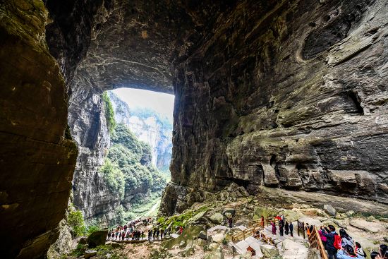 Tourists Go Sightseeing Tianlong Bridge Tiansheng Editorial Stock Photo ...