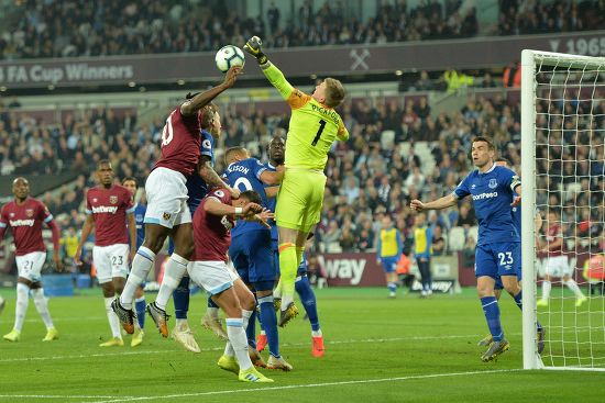 Jordan Pickford Punches Cross Clear During Editorial Stock Photo ...