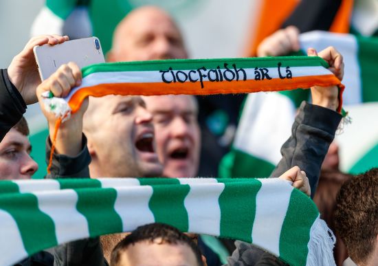 Celtic Fan Holds Gaelic Irish Tricolour Editorial Stock Photo - Stock ...