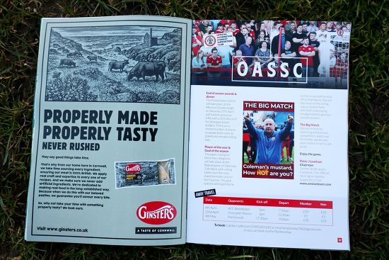 Ginsters Advert Match Day Programme Editorial Stock Photo - Stock Image ...