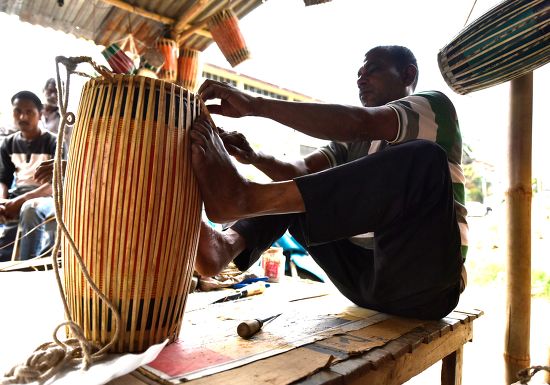 Artists Making Assamese Dhol Drum Ahead Editorial Stock Photo - Stock ...