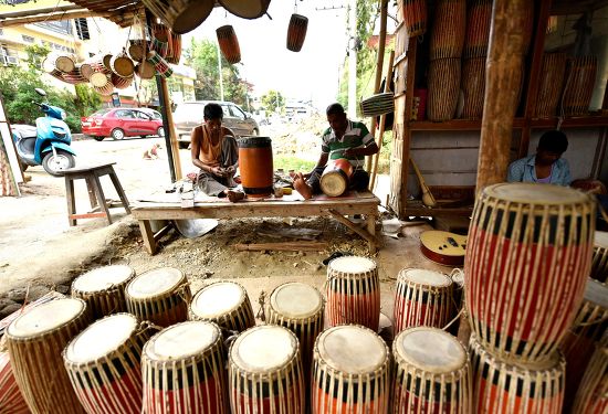 Artists Making Assamese Dhol Drum Ahead Editorial Stock Photo - Stock ...