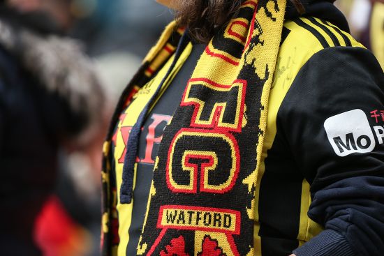 Watford Colours On Fan Editorial Stock Photo - Stock Image | Shutterstock