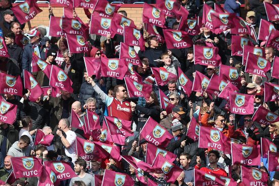 Burnley Fans Flags During Game Editorial Stock Photo - Stock Image ...