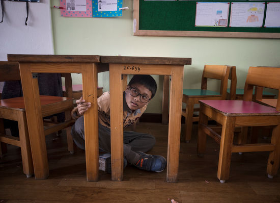 Nepalese School Children Crouch Under Their Editorial Stock Photo ...