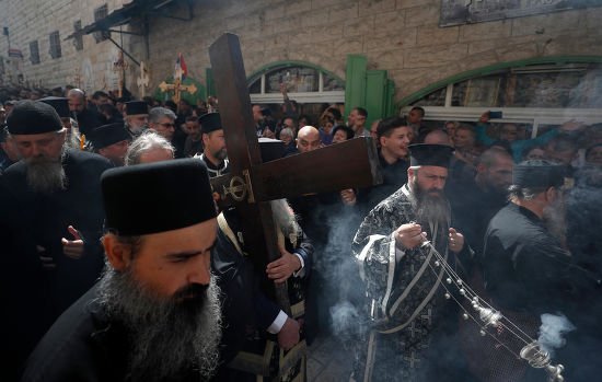 Orthodox Christian Worshippers Hold Large Crosses Editorial Stock Photo ...