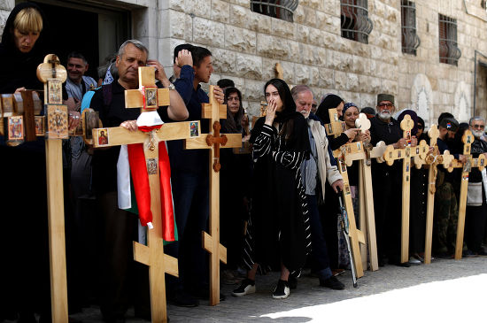 Orthodox Christian Worshippers Hold Large Crosses Editorial Stock Photo ...