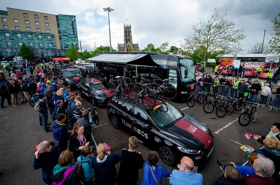People Gather Around Ineos Team Bus Editorial Stock Photo - Stock Image ...