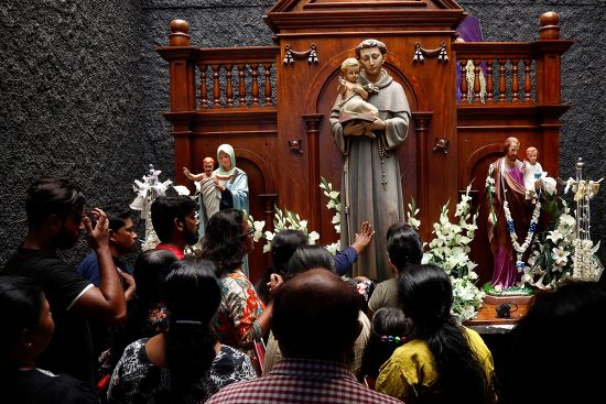 Catholic Devotees Praying Partially Opened St Editorial Stock Photo ...