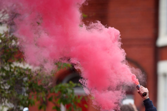 Liverpool Fans Smoke Bombs Team Coach Editorial Stock Photo - Stock ...