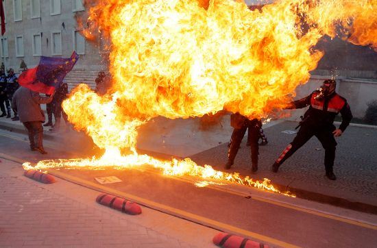 Policemen Try Avoid Exploding Molotov Bombs Editorial Stock Photo ...