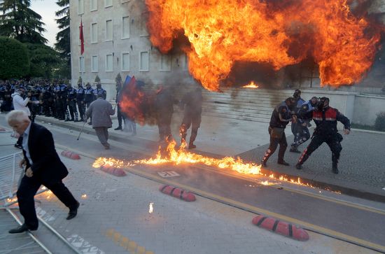 Policemen Try Avoid Exploding Molotov Bombs Editorial Stock Photo ...