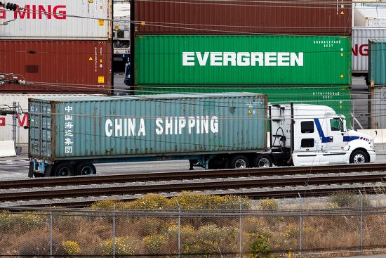 Truck Transports Container Reading China Shipping Editorial Stock Photo ...