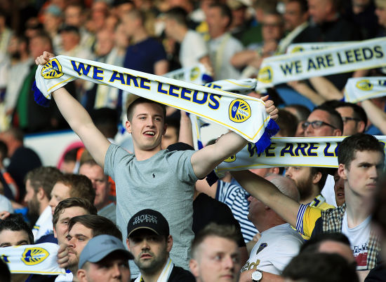 Leeds United Fan Holds His Scarf Editorial Stock Photo - Stock Image ...