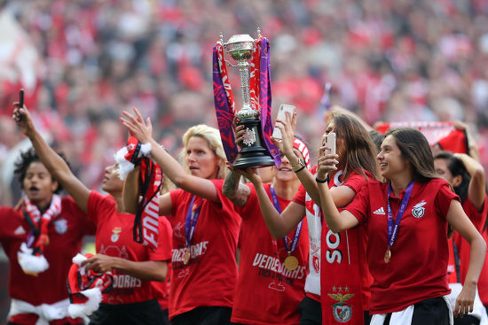 Womens Football Team Benfica Raises Trophy Editorial Stock Photo ...