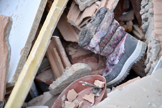 Childrens Winter Boot Lies Debris Exploded Editorial Stock Photo ...