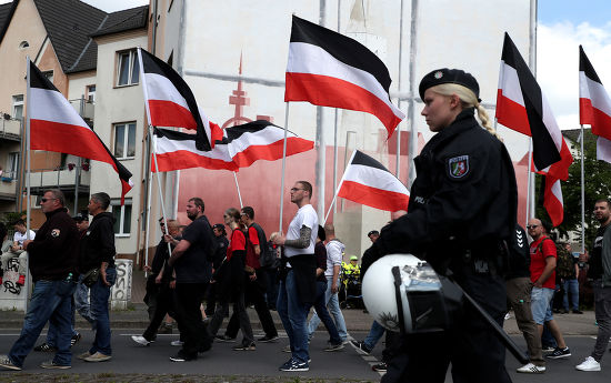 Far Rightwing Demonstrators March Flags German Editorial Stock Photo ...