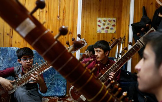 Afghan Music Students Play Sitar During Editorial Stock Photo - Stock Image | Shutterstock