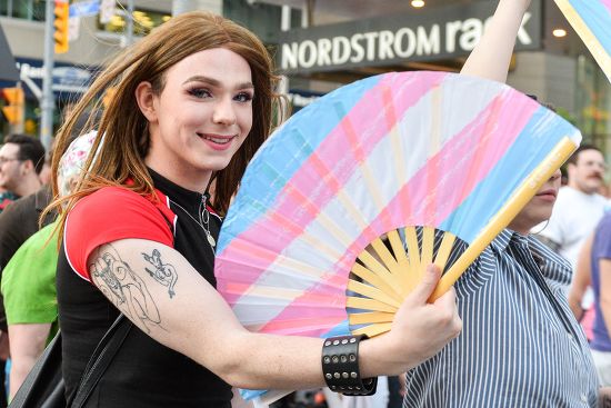 Woman Lgbt Fan During Trans March Editorial Stock Photo - Stock Image ...