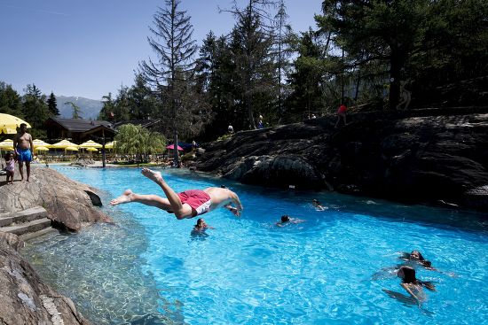 People Jump Into Marecottes Swimming Pool Editorial Stock Photo - Stock ...