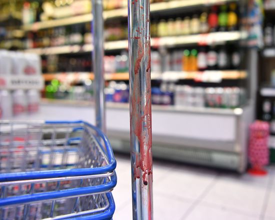 Blood Covers Shopping Baskets Inside Intercontinental Editorial Stock ...