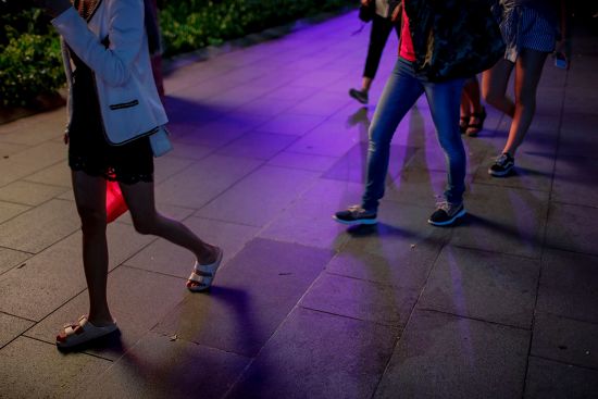 Pedestrians Walk Past Led Screen Along Editorial Stock Photo - Stock ...