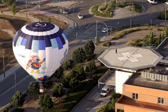 Hot Air Balloon Floats Near Heli Editorial Stock Photo - Stock Image ...