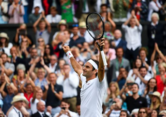 Roger Federer Celebrates Victory His Mens Editorial Stock Photo - Stock ...