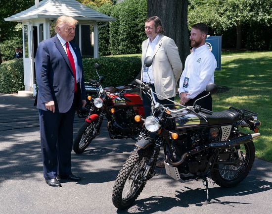 Donald Trump Examines Janus Motorcycles On Editorial Stock Photo ...