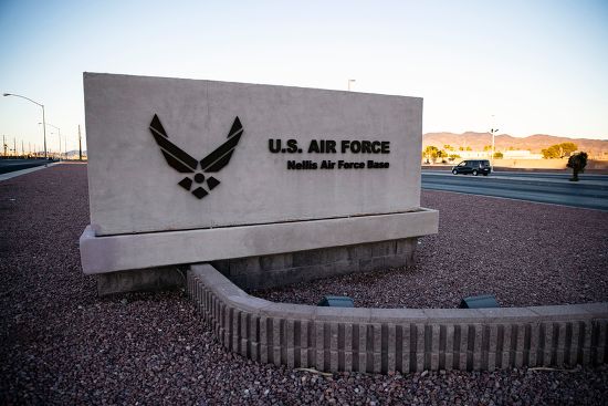Sign Indicates Entrance Nellis Air Force Editorial Stock Photo - Stock ...