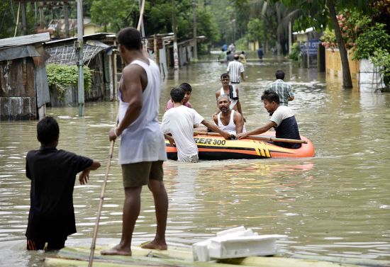 People On Raft After Rising Waters Editorial Stock Photo - Stock Image ...