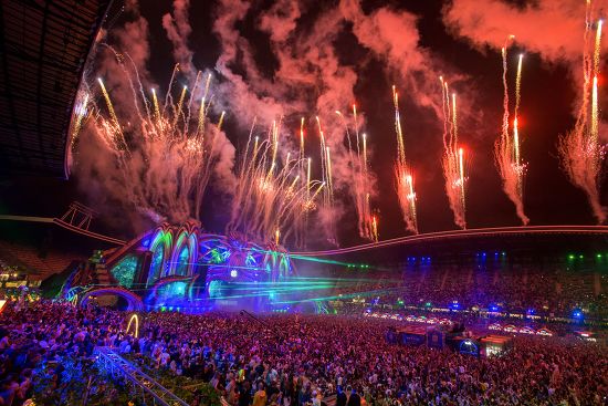 Festivalgoers Watch Fireworks Set Off During Editorial Stock Photo ...