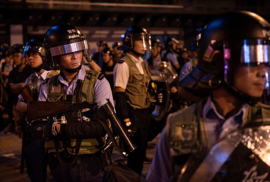 Riot Police Officers Stand On Guard Editorial Stock Photo - Stock Image ...